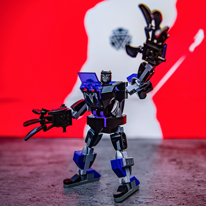 Super Heroes Mechas Building Blocks Iron Man Wolverine Black Panther ...