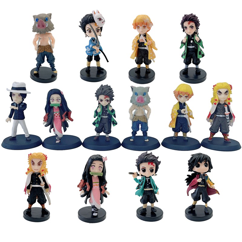 14Pcs Demon Slayer Action Figures Tanjiro Nezuko Zenitsu PVC Model Toys ...