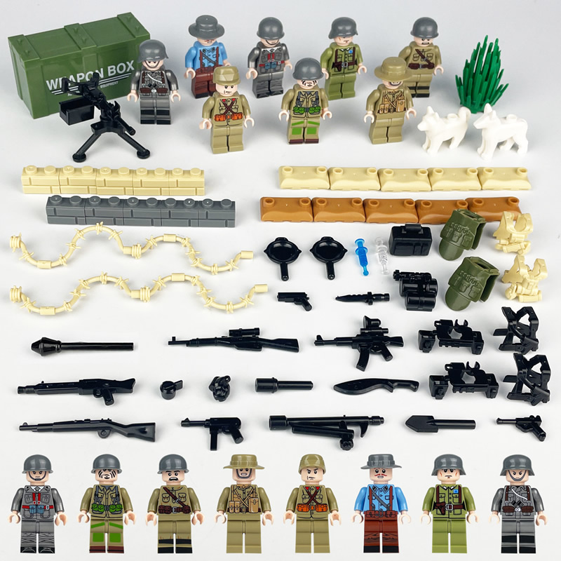 8Pcs WW2 Military Soldiers Minifigures Set Building Blocks Mini Figures ...