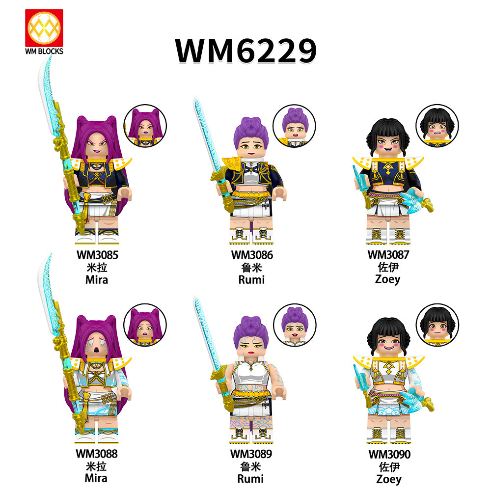 KPop Demon Hun-ters Mini Figures Building Blocks Mira Rumi Zoey Brick ...