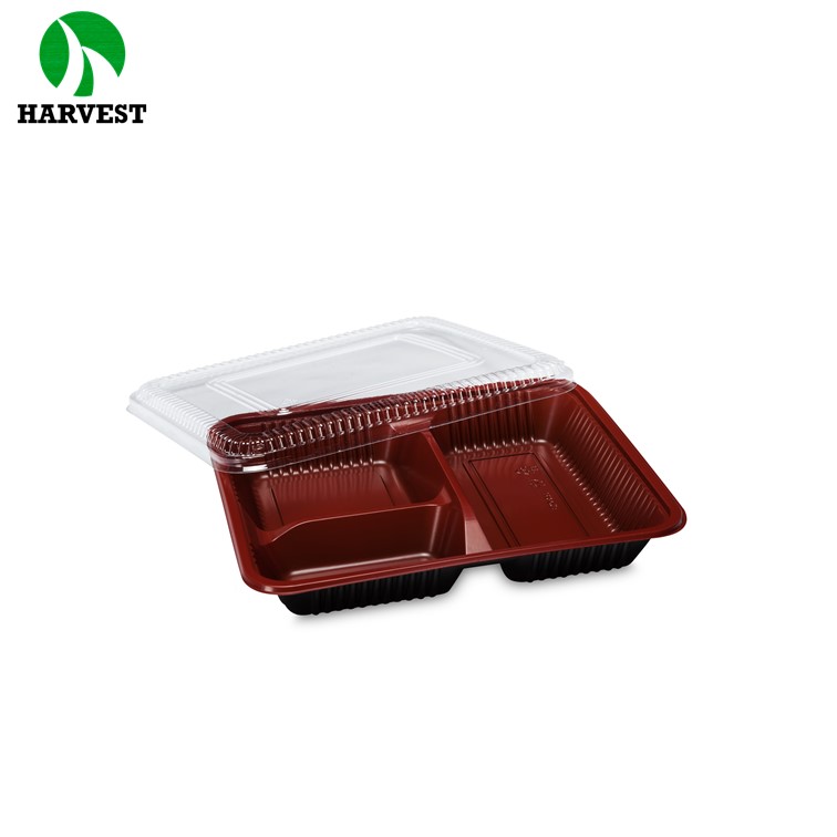 Disposable 3-compartment catering plastic lunch box food container