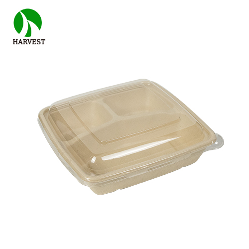 3 compartment biodegradable paper pulp food packaging box container