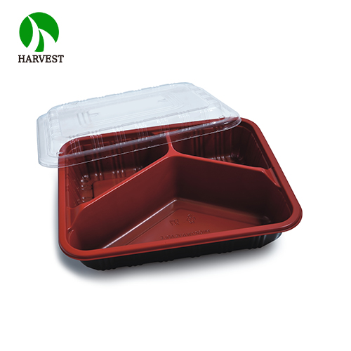 Disposable 3 Compartment Pp Food Storage Container With Lid Plastic