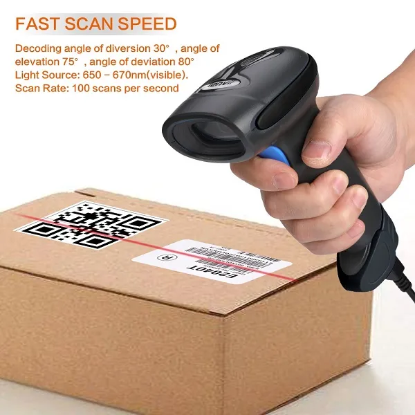 2D Barcode Scanner USB Wired Handheld High Speed QR Code Reader ...