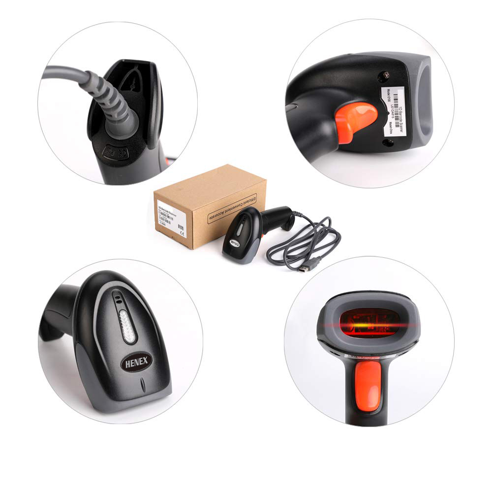 HENEX Handheld HC-9205 Barcode Reader USB Wired 1D Barcode Scanner is ...