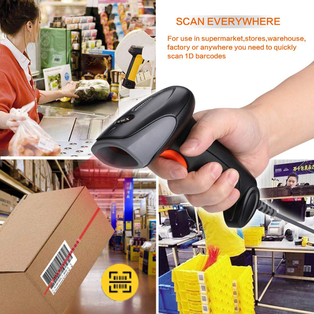 HENEX Handheld HC-9205 Barcode Reader USB Wired 1D Barcode Scanner is ...