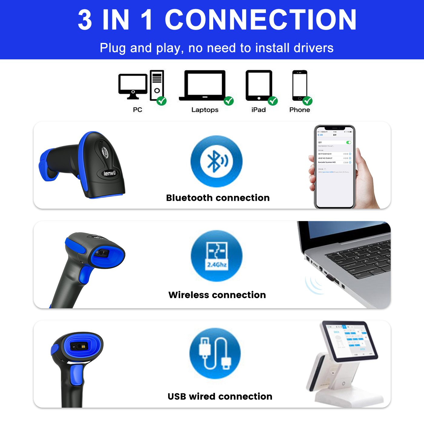 Best 2D Wireless& Bluetooth Barcode Scanner Wholesale | LENVII CW200 # ...