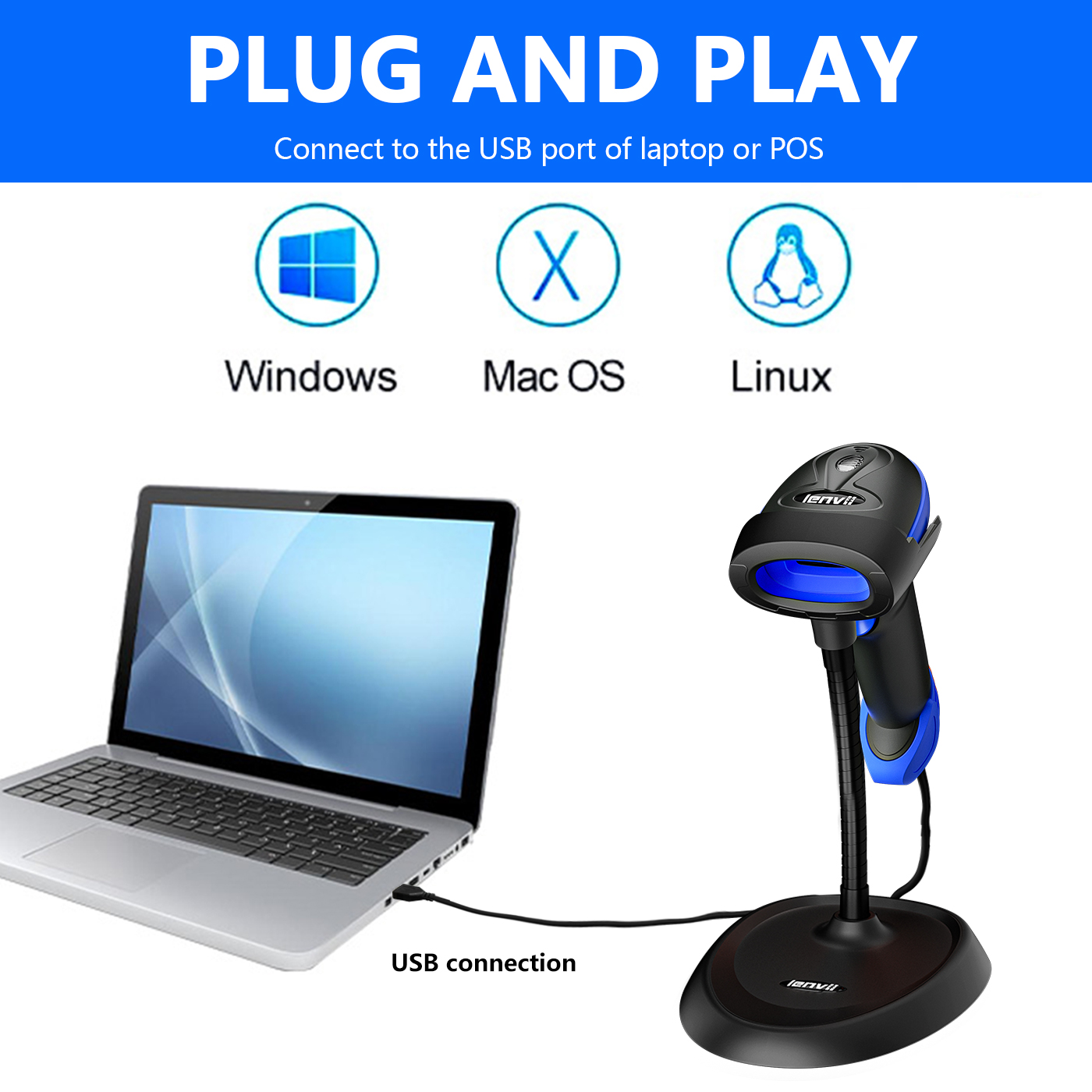 Enhance Efficiency with our Handheld 2D Barcode Scanner with Stand ...