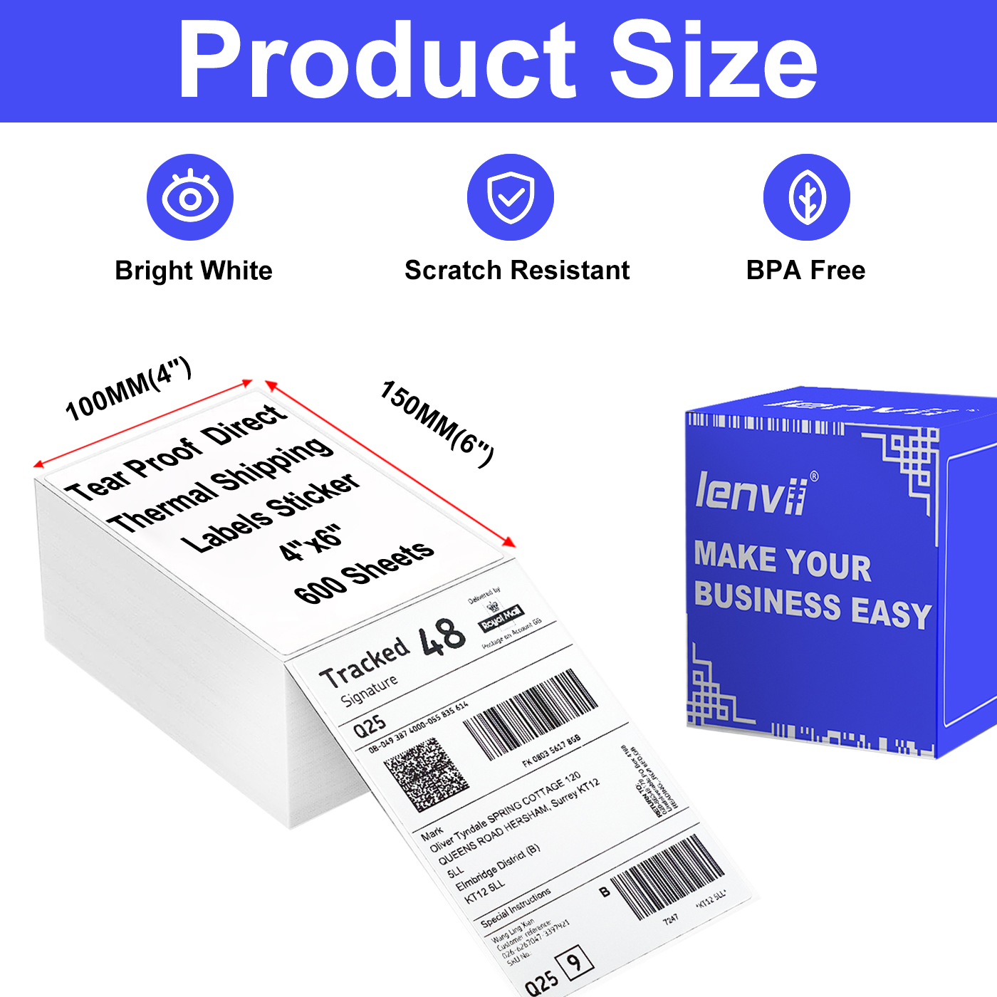 100mmˣ150mmˣ300pcs(4"ˣ6")4-proof Thermal Label Sticker Tear-proof ...