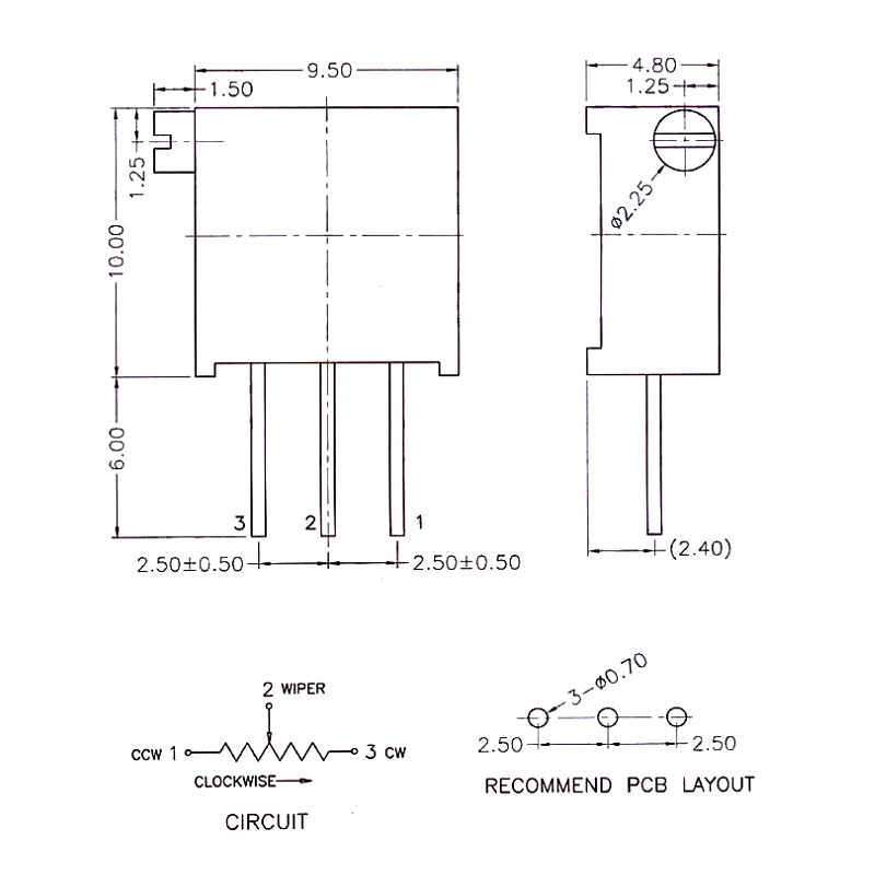 3296 3296X Potentiometer resistanceohm Trimpot Trimmer 1K 2K 5K 10K 20K ...