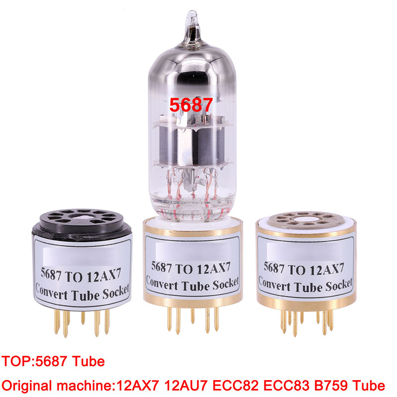 9Pin Korea Brown bakelite Tube Socket Adapter 5687 TO 12AX7 12AU7 ECC82 ECC83 Vacuum Tube ...