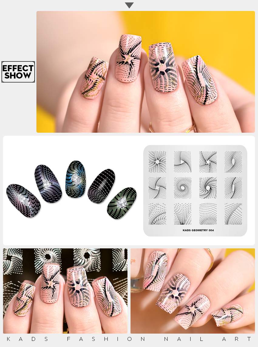 GEOMETRY 004 Nail Stamping Plate Geometry Dotted line & Swirl ,GEOMETRY ...