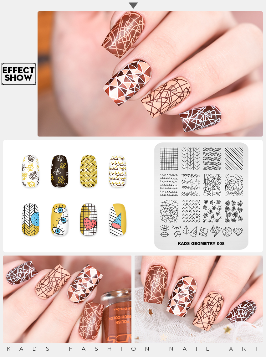 GEOMETRY 008 Nail Stamping Plate Geometry Streak & Lattice & Eye ...