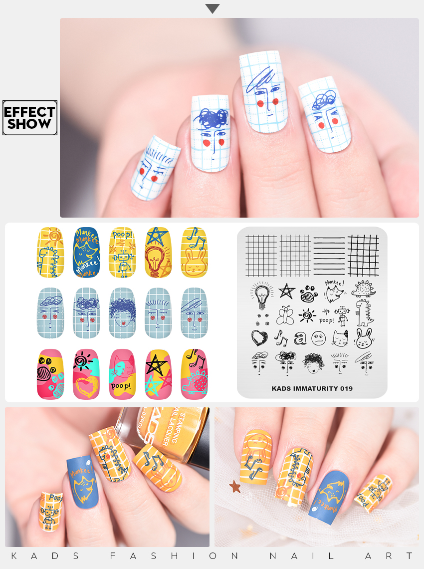 IMMATURITY 019 Nail Stamping Plate Cute Stick figure ,IMMATURITY Sale ...