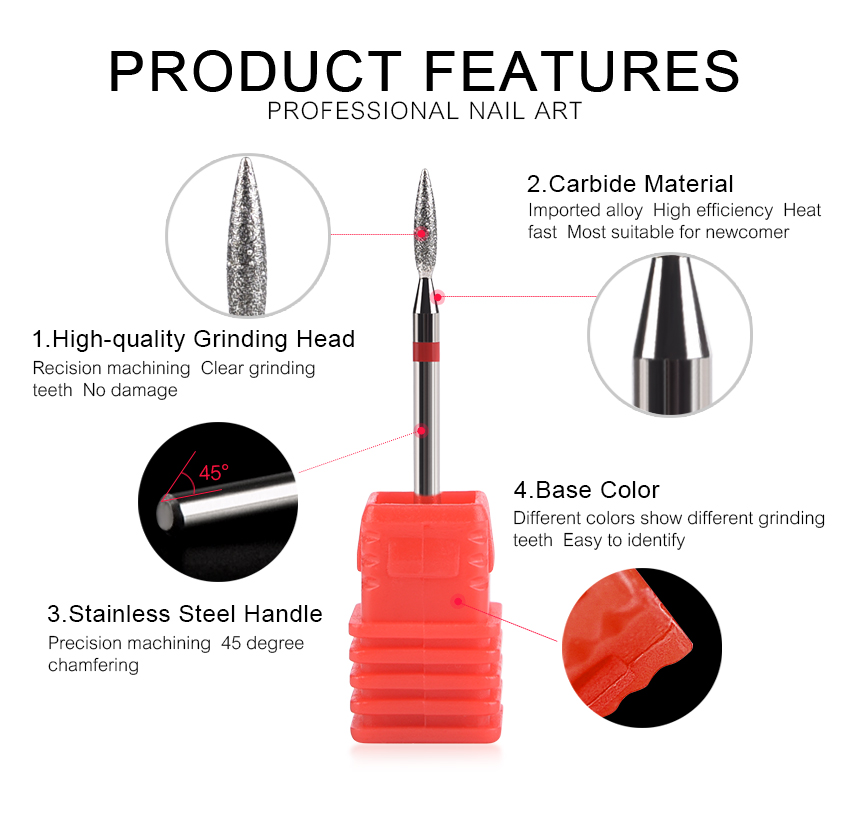 Flame Bit Diamond Nail Drill Bit 300105,Nail Drill Bit