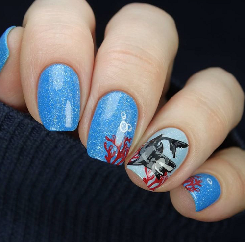 19 Underwater Sea Creature Nails done with KADS Stamping Plates