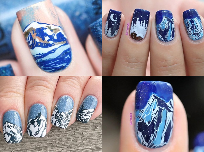18 Gorgeous Mountain Nail Looks done with KADS Stamping Plate Nature 003