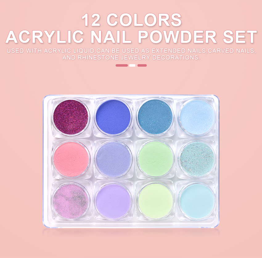 12 Colors Nail Acrylic Powder Set - Professional Quality Kit for ...