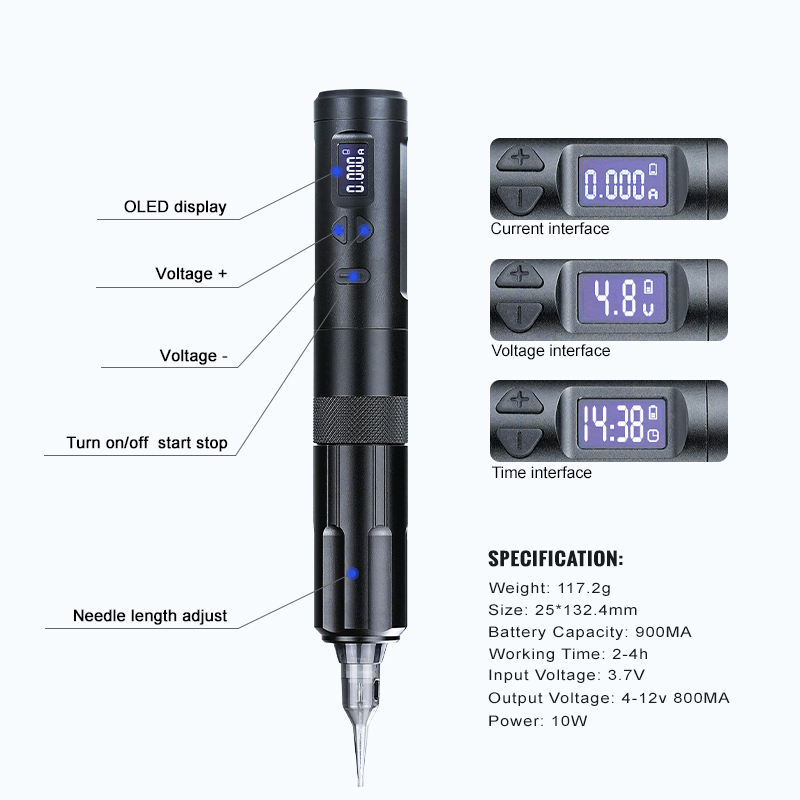 K6003 Wireless PMU Tattoo Machine Pen Coreless Motor Permanent Makeup ...