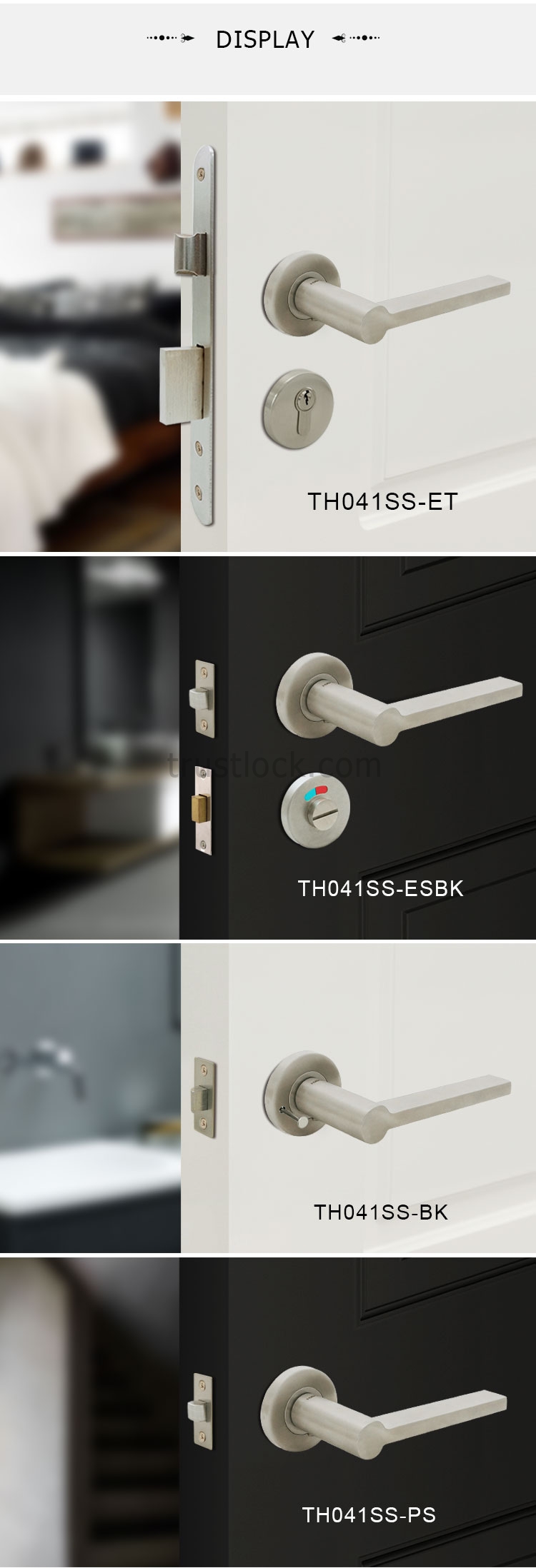 TRUST TH041-SS Stainless Steel Lever Handle Front Door Entry Handle Lockset