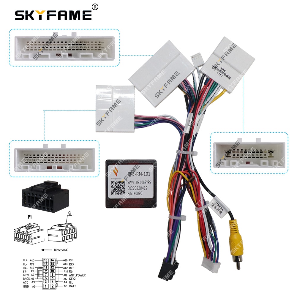 SKYFAME Car 16pin Wiring Harness Adapter Canbus Box Decoder For Renault ...