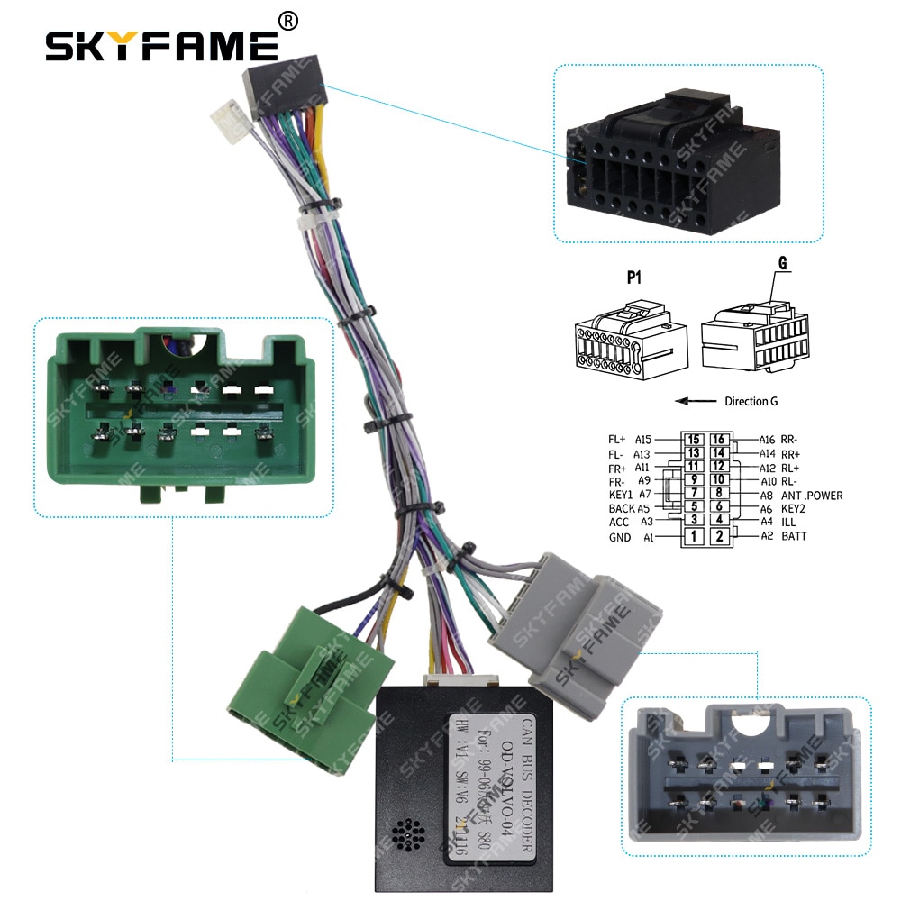 SKYFAME 16Pin Car Wiring Harness Adapter Canbus Box Decoder Android ...