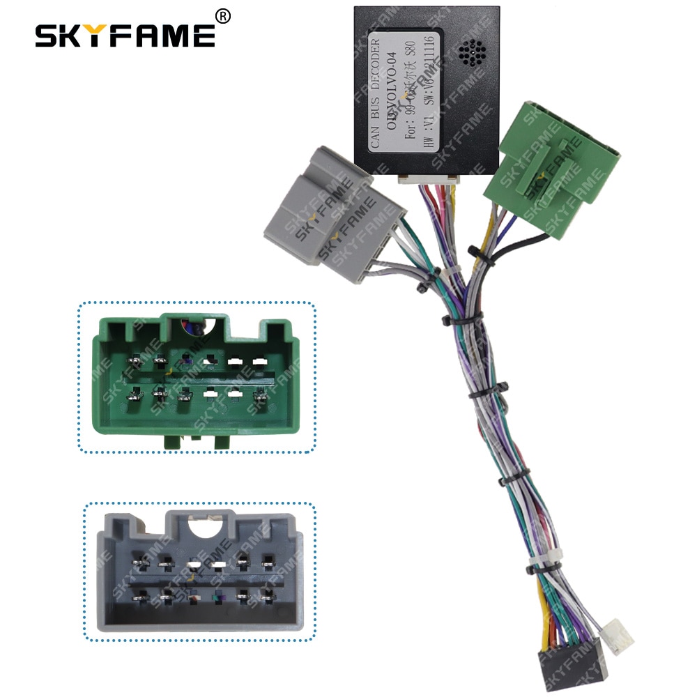 SKYFAME 16Pin Car Wiring Harness Adapter Canbus Box Decoder Android Radio Power Cable For Volvo ...