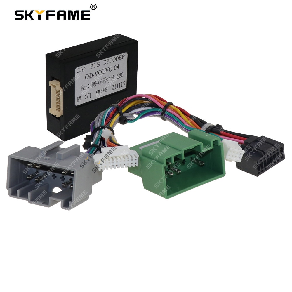 SKYFAME 16Pin Car Wiring Harness Adapter Canbus Box Decoder Android Radio Power Cable For Volvo ...