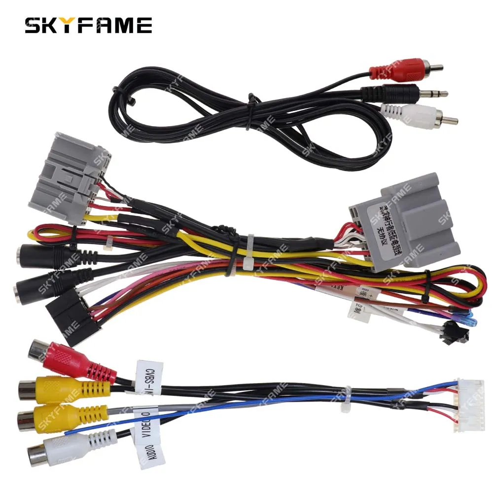 SKYFAME Car 16pin Wiring Harness Adapter Canbus Box Decoder Radio Power ...