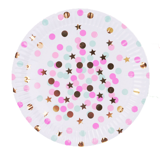 Dots & Star Paper Plate with foil print 10"