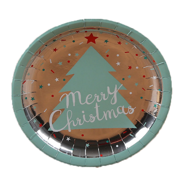 Xmas Paper Plate with foil print 7" & 9"