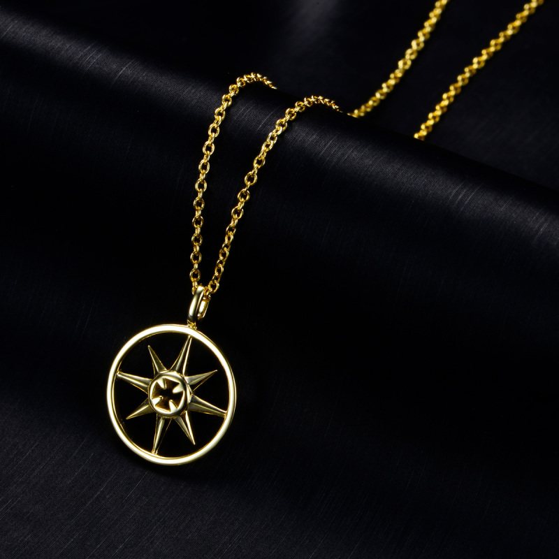 compass rose cross pendant necklace,Necklaces