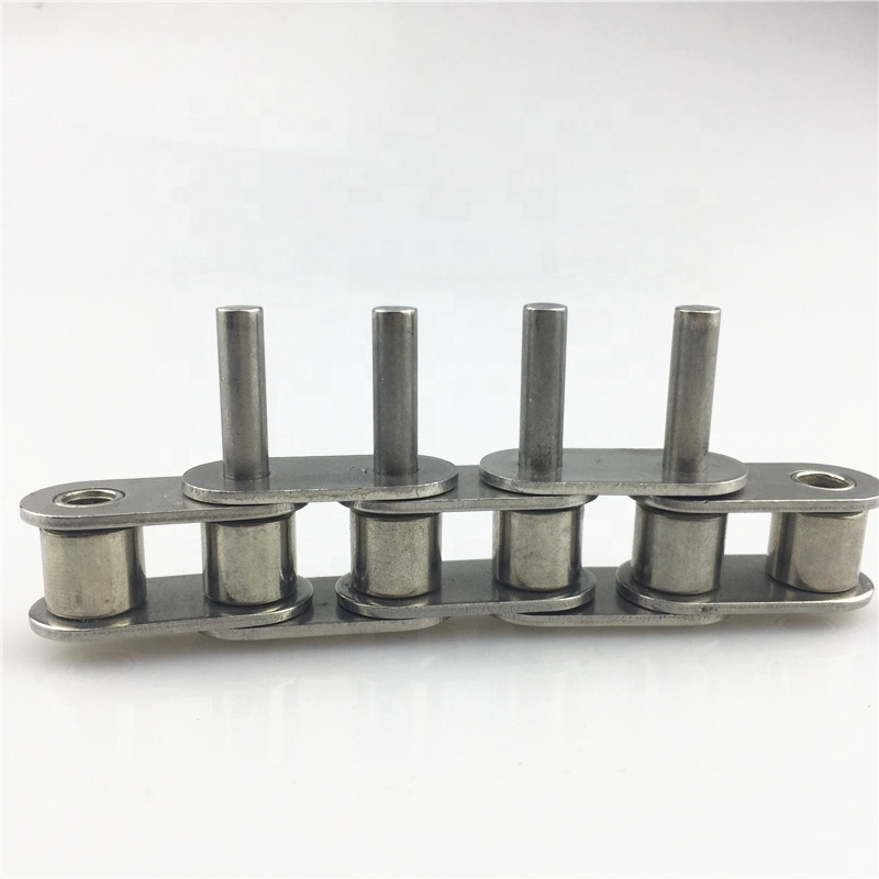 Double pitch conveyor chains with extended pins