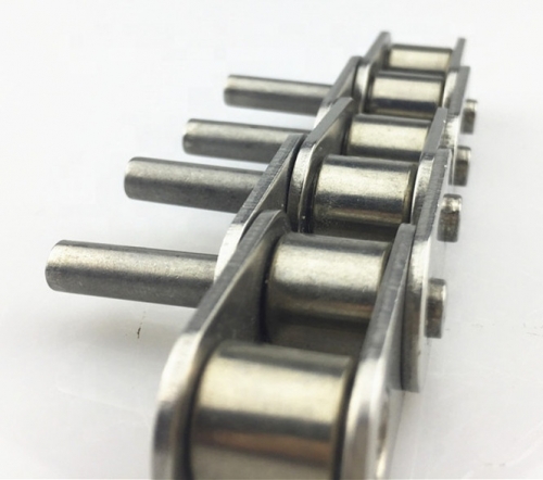 Double pitch conveyor chains with extended pins