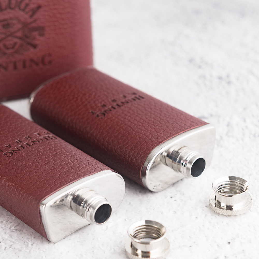 6oz Twins Flasks Double Hip Flask Leather Wrapped Hip Flask Hunting Flask