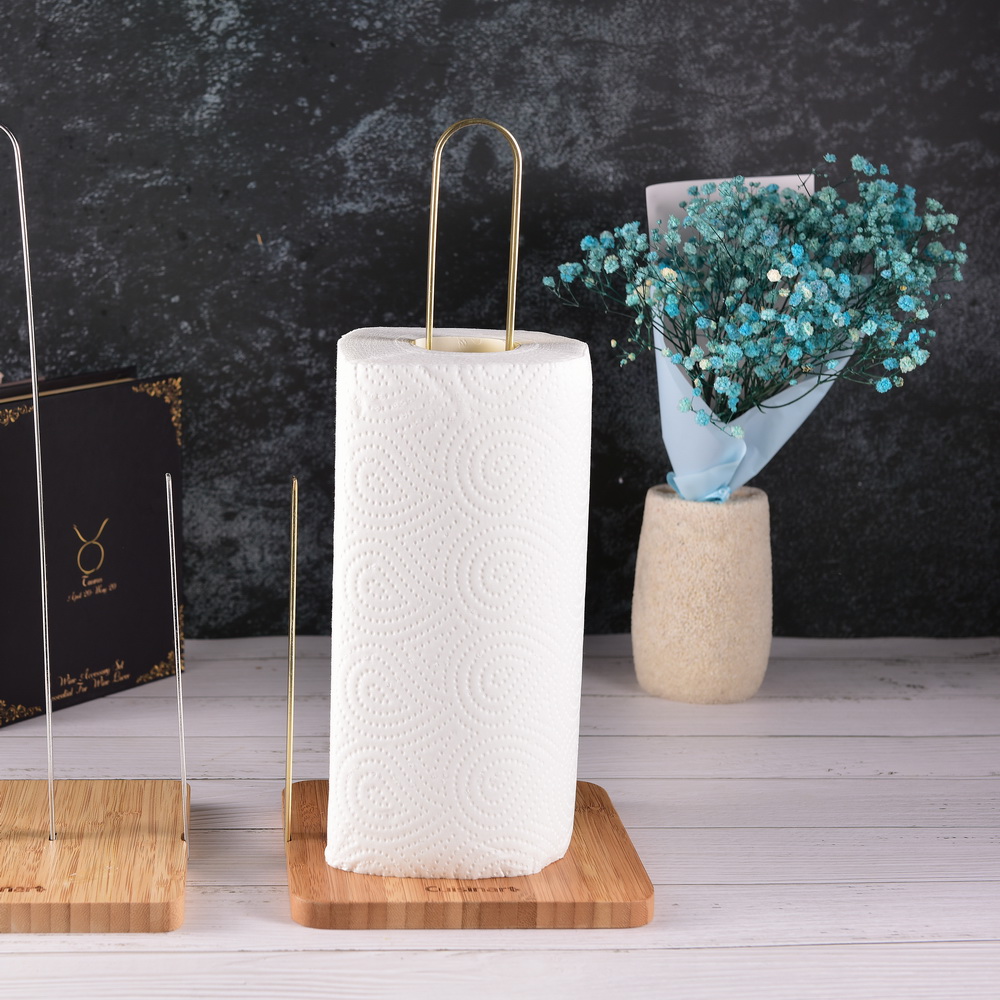 Wooden Bamboo Paper Towel Holder Kitchen Tissue Rack