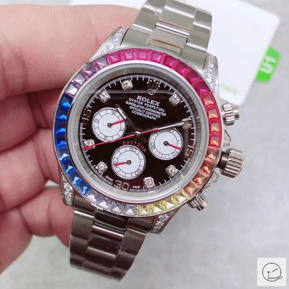 U1 Factory Rolex Rainbow Daytona Silver Case116515 Case Black Dial ...