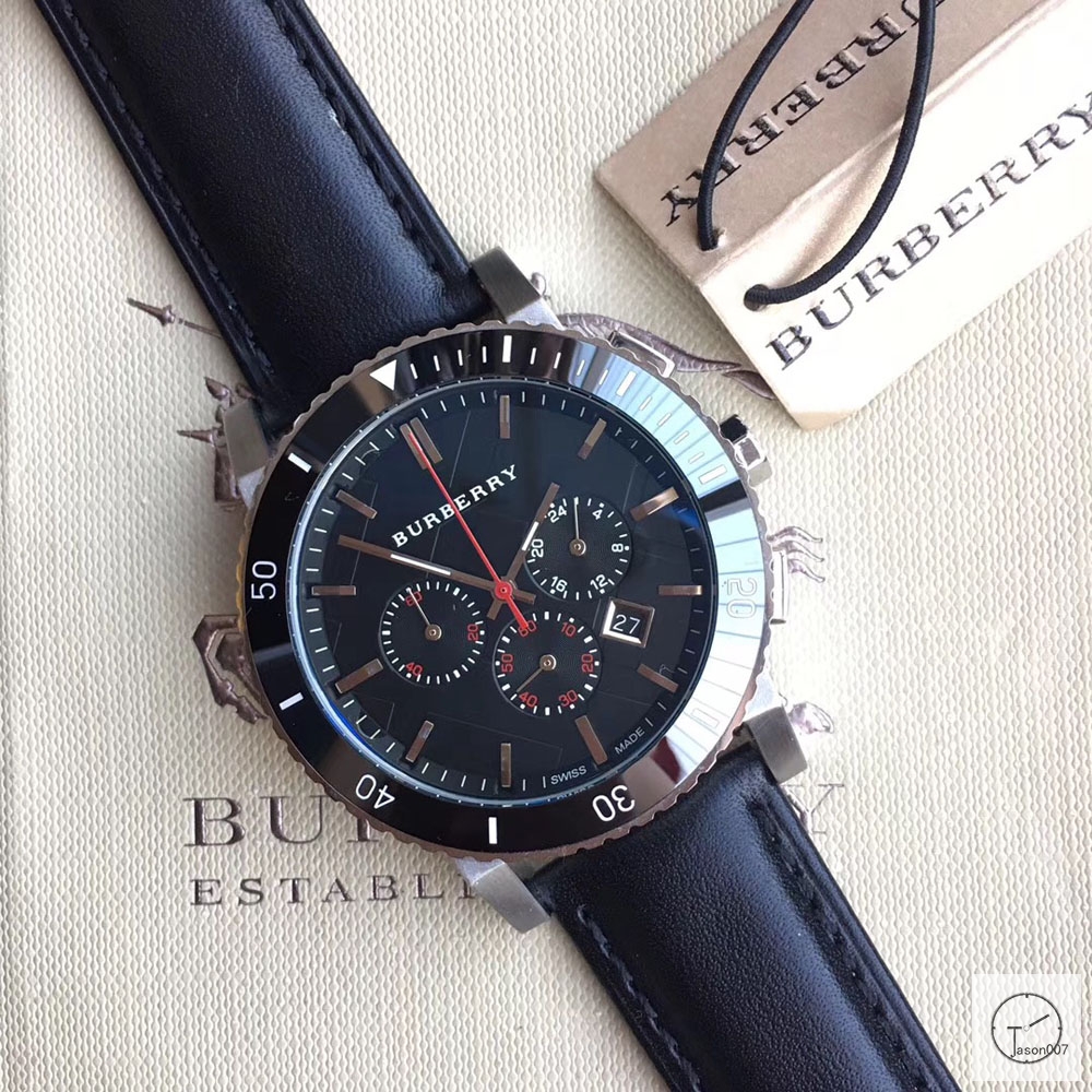 Burberry Black Dial 42MM Quartz Chronograph Stainless Steel Bracelet ...