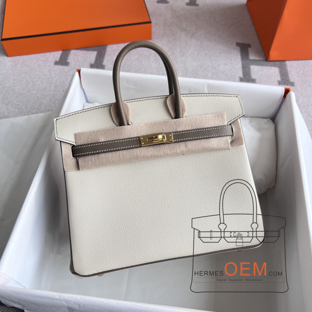 Birkin 25cm Epsom Craie/ Etoupe grey Matt gold
