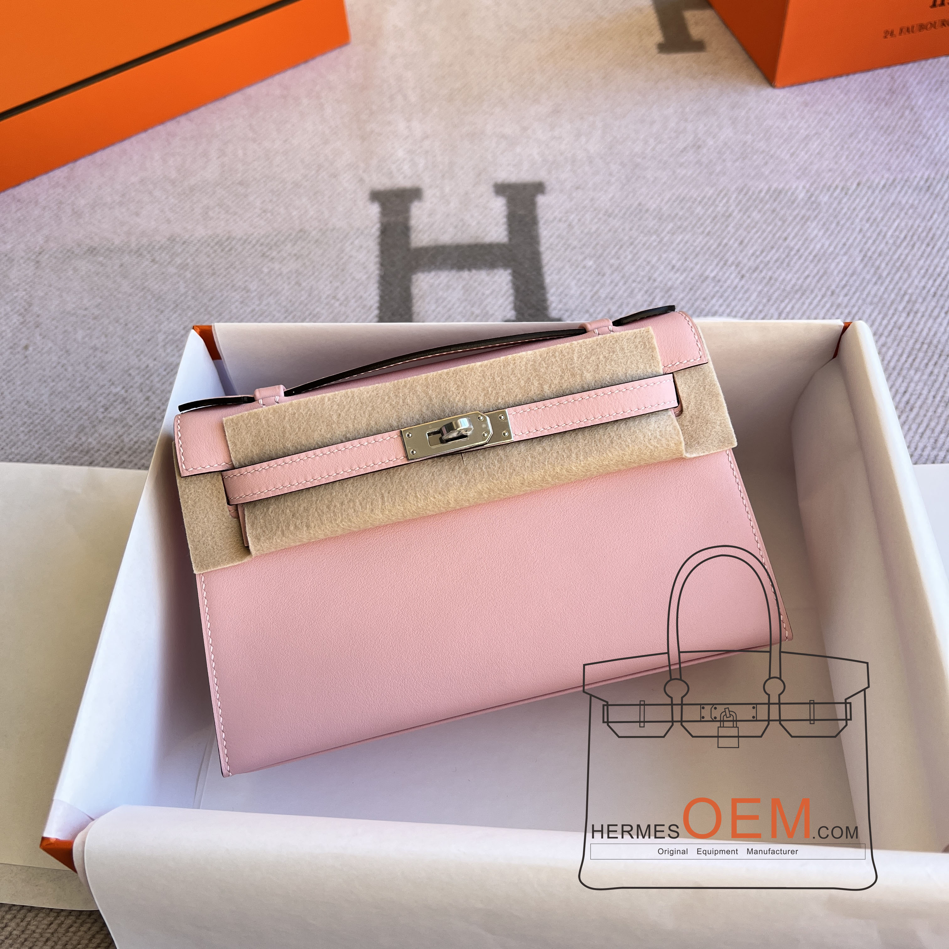 Kelly pochette Swift 3Q Rose sakura Silver