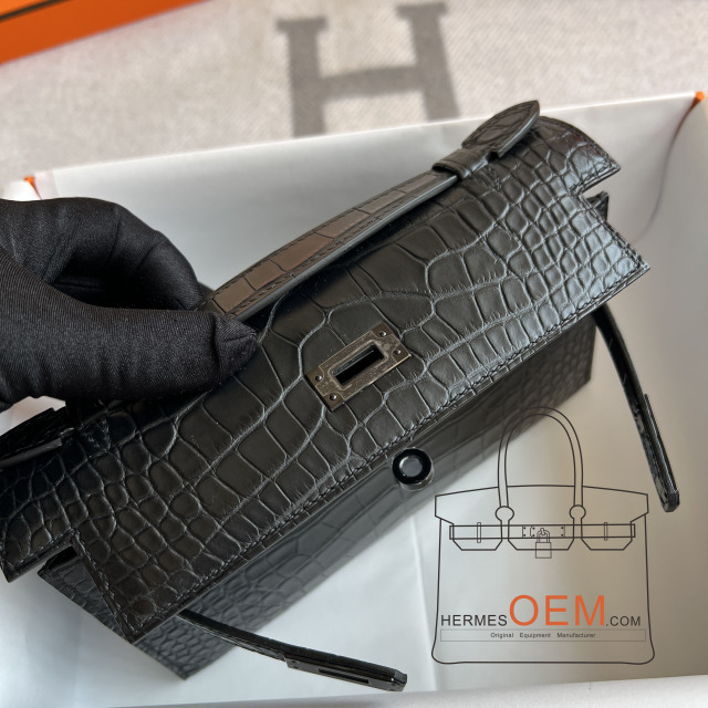 Kelly pochette Matt Alligator So Black