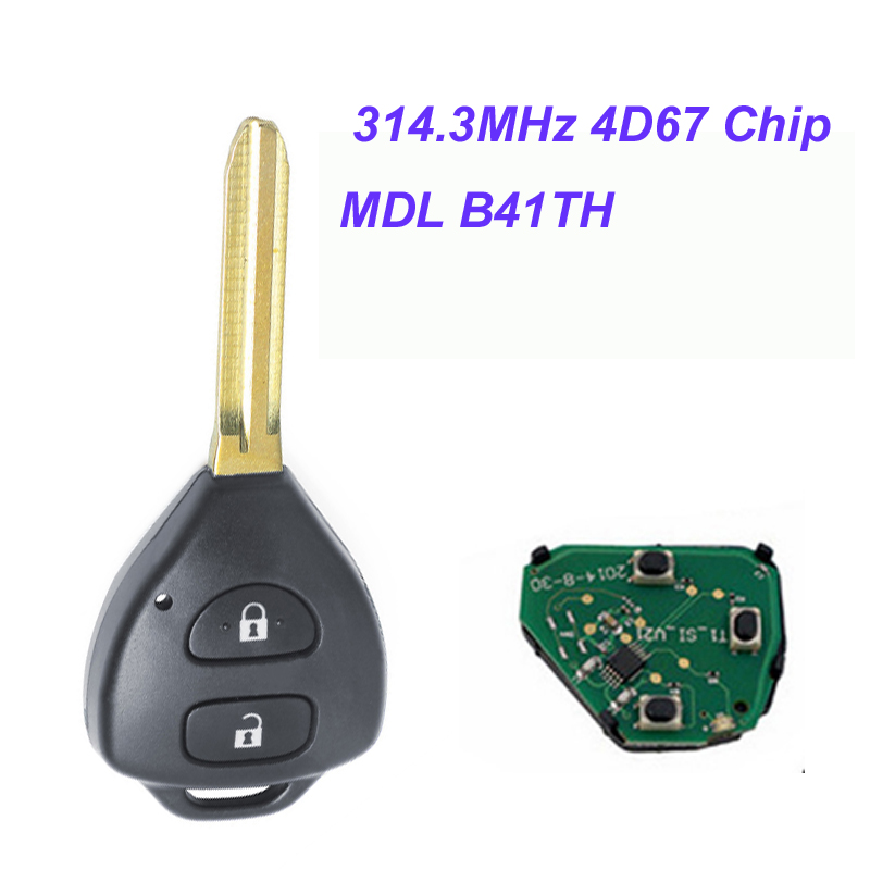 MK190032 2 Button Remote Control Key Fob 314.3MHz Head Key for T-oyota ...