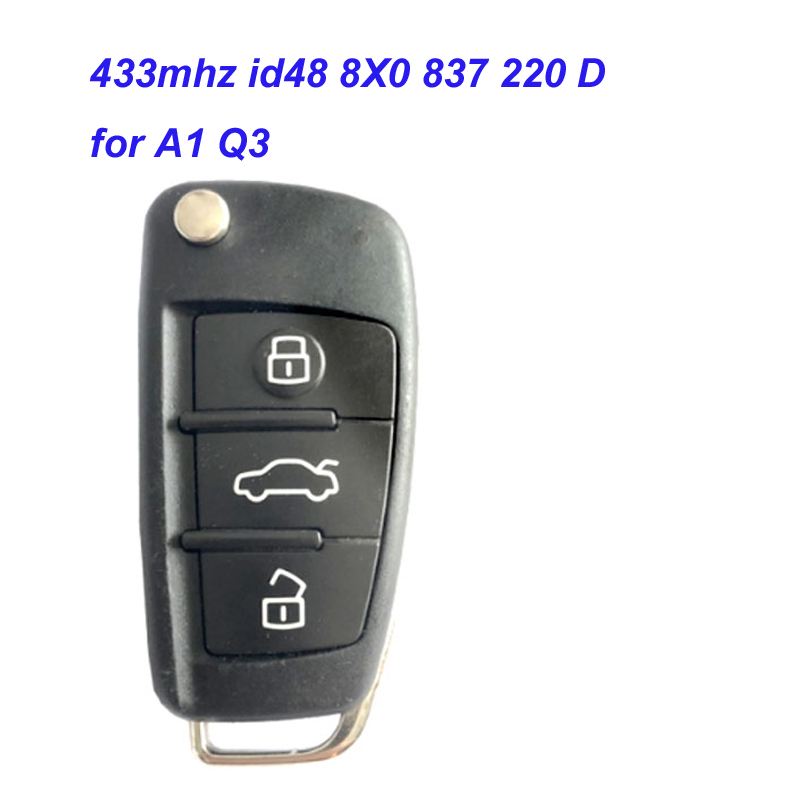 MK090048 3 Buttons 433mhz id48 Chip Flip Remote KeyFor Audi A1 Q3 8X0 ...
