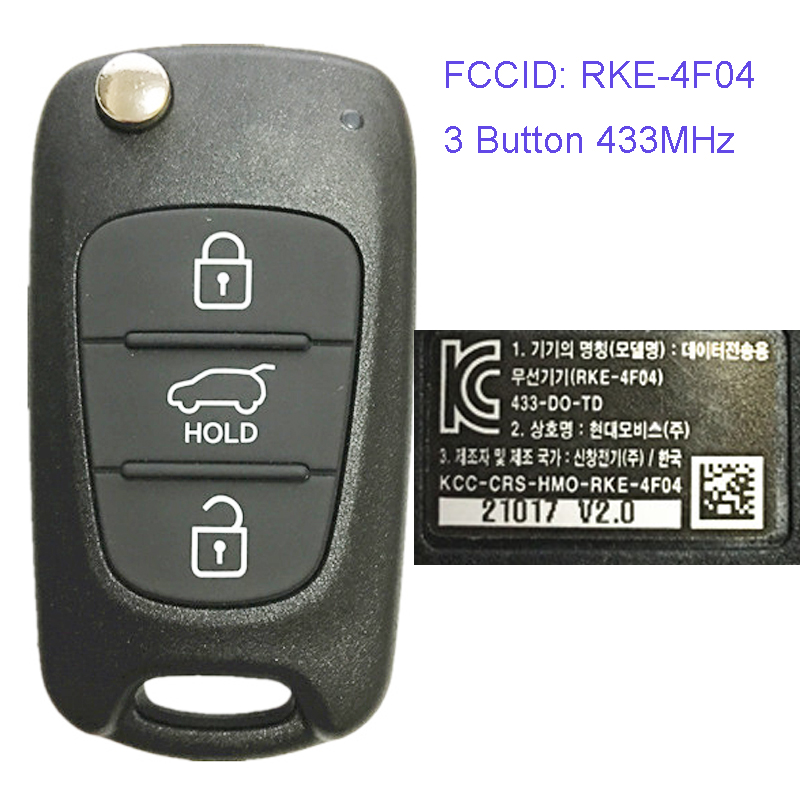 MK130021 3 Button 433MHz Folding Flip Remote Key Fob for Kia Car Key ...