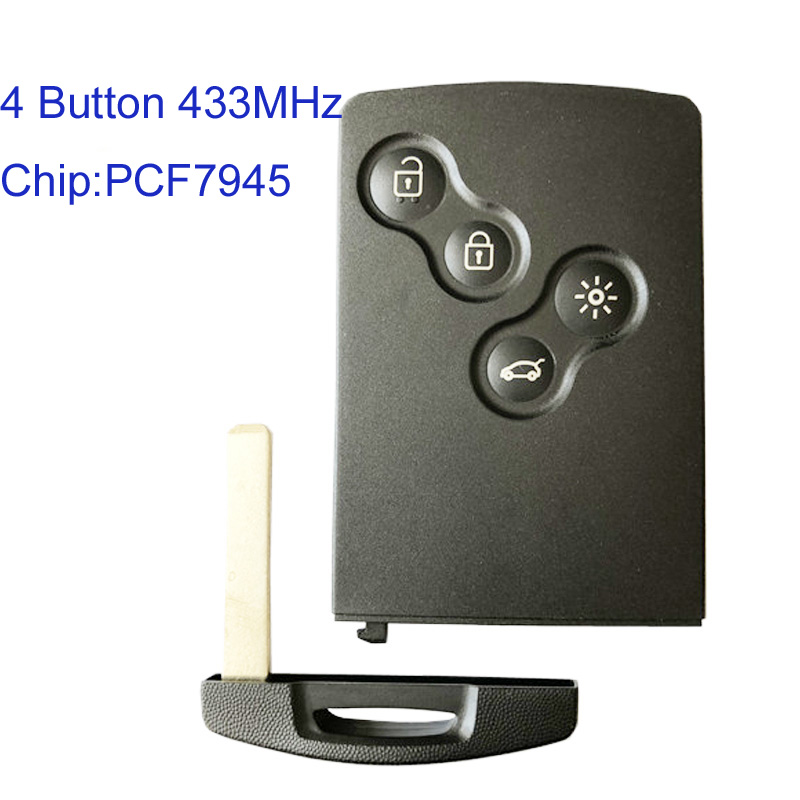 MK230025 4 Button 433MHz Smart Card Remote Key for R-enault Clio Car ...