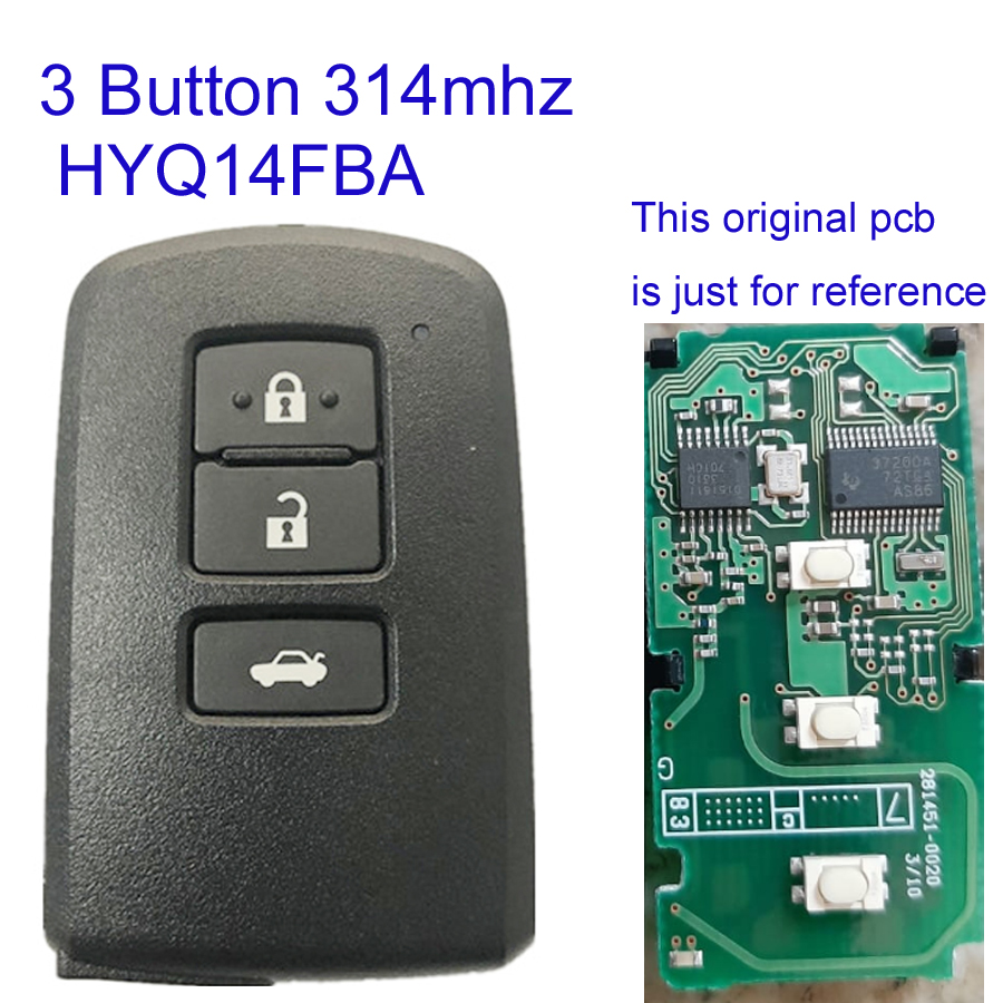 MK190150 3 Button 434mhz Smart Key Smart Card for T-oyota Camry BA2EK ...