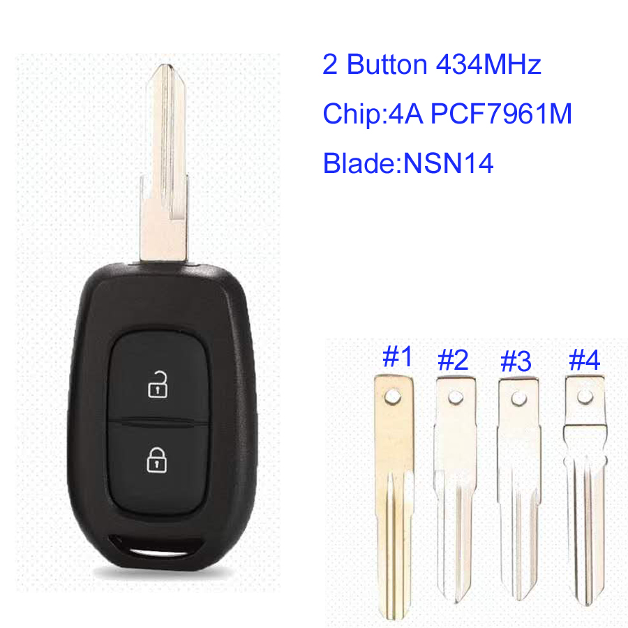 MK230018 2 Button 433MHz Head Key for R-enault Sandero Dacia Car Key ...
