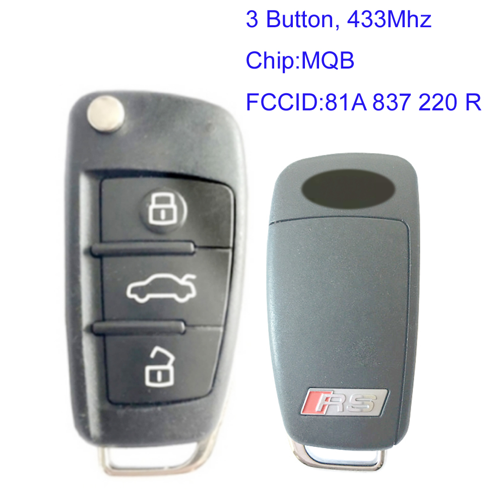 MK090080 3 Button 315MHZ 8E Chip Flip Key for Audi Q7 A6 4F0 837 220N ...