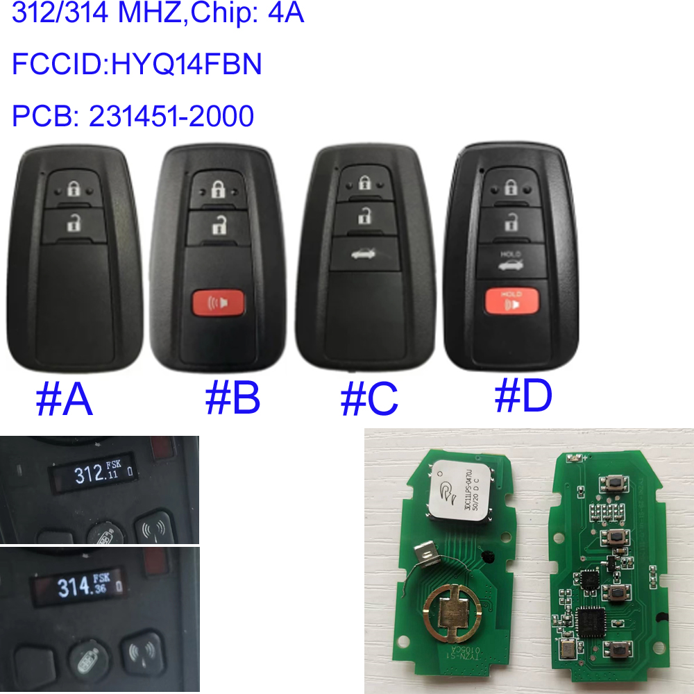 MK190199 3 Button 315MHz Smart Key for T-oyota Camry Avalon 2007+ Auto ...