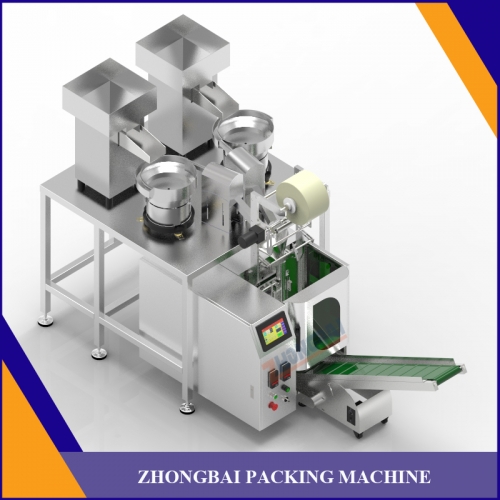 Automatic Counting and Packing Machine with Two Vibratory Bowl Feeders